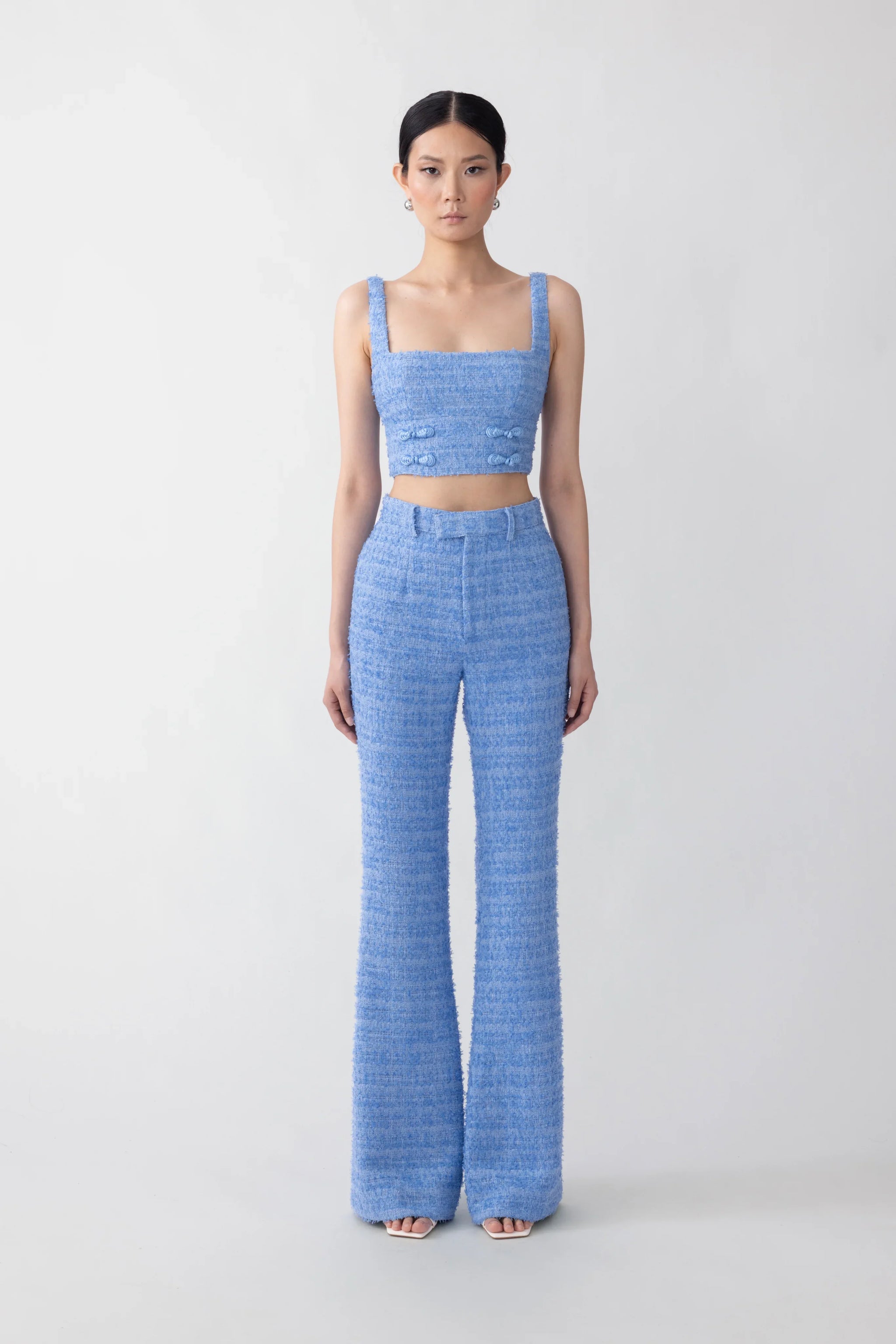 Asha Tweed Pant in Cornflower Blue | SAU LEE Official Website