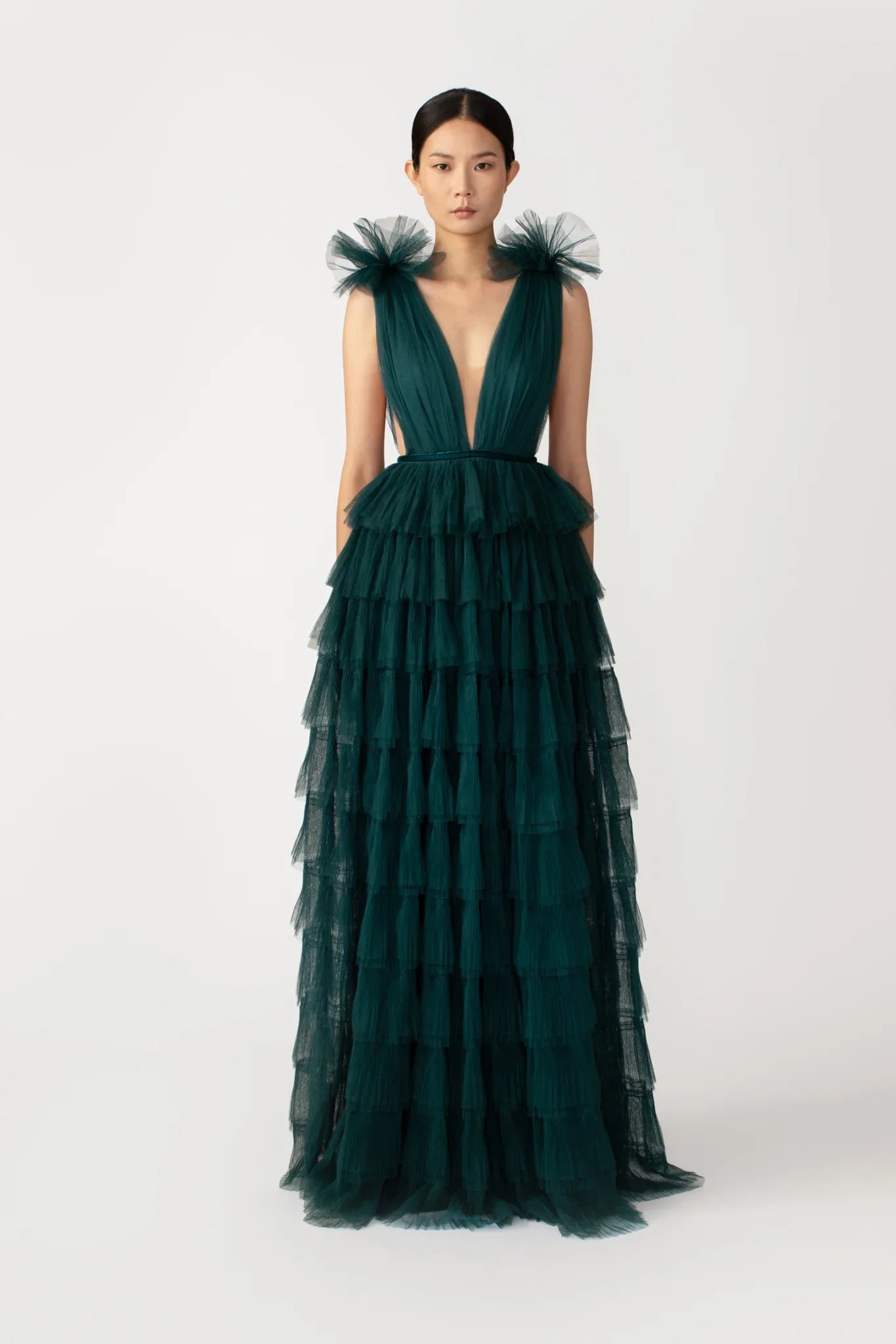 Sabrina Tulle Gown in Emerald | SAU LEE Official Website