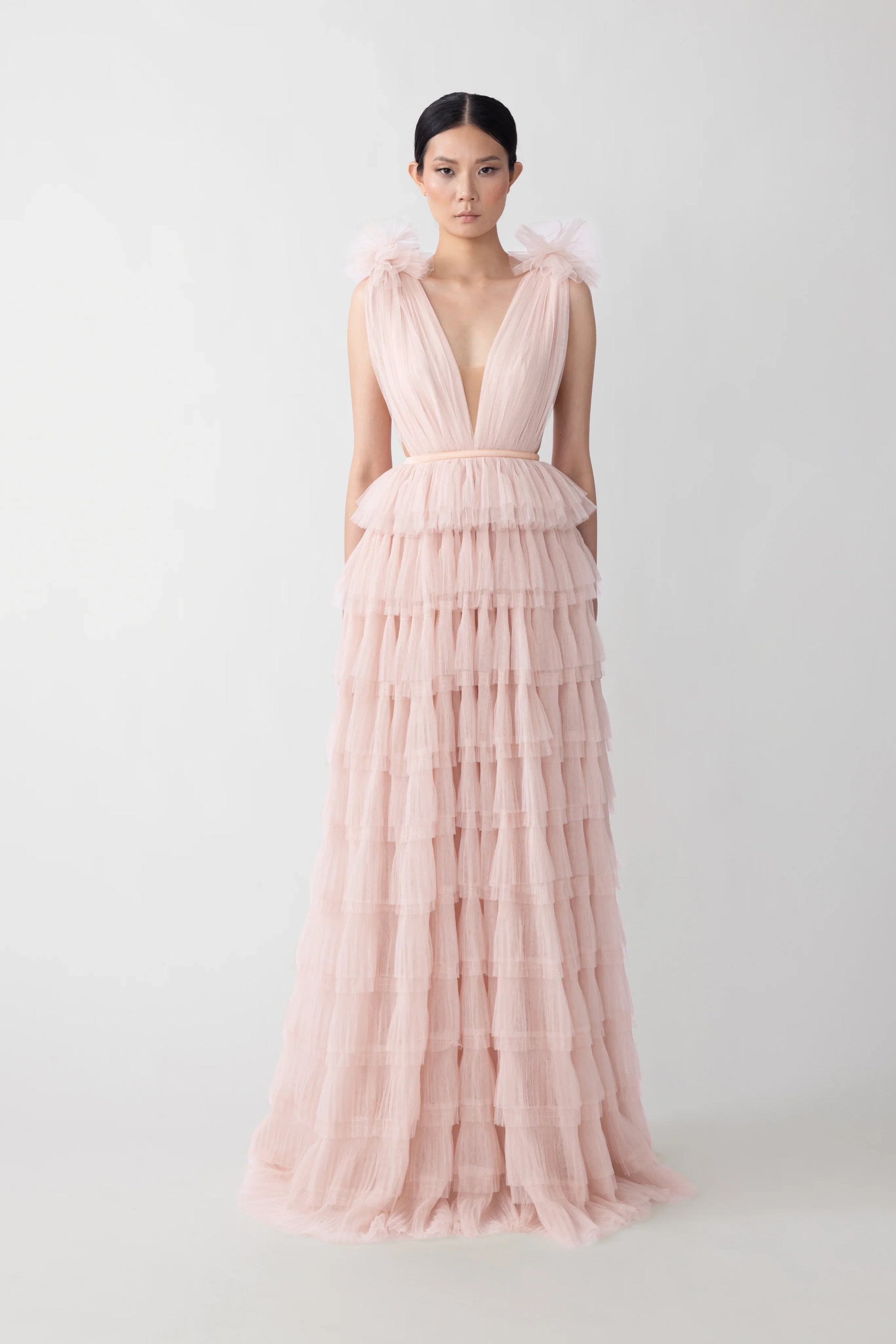 Sabrina Tulle Gown in Nude | SAU LEE Official Website