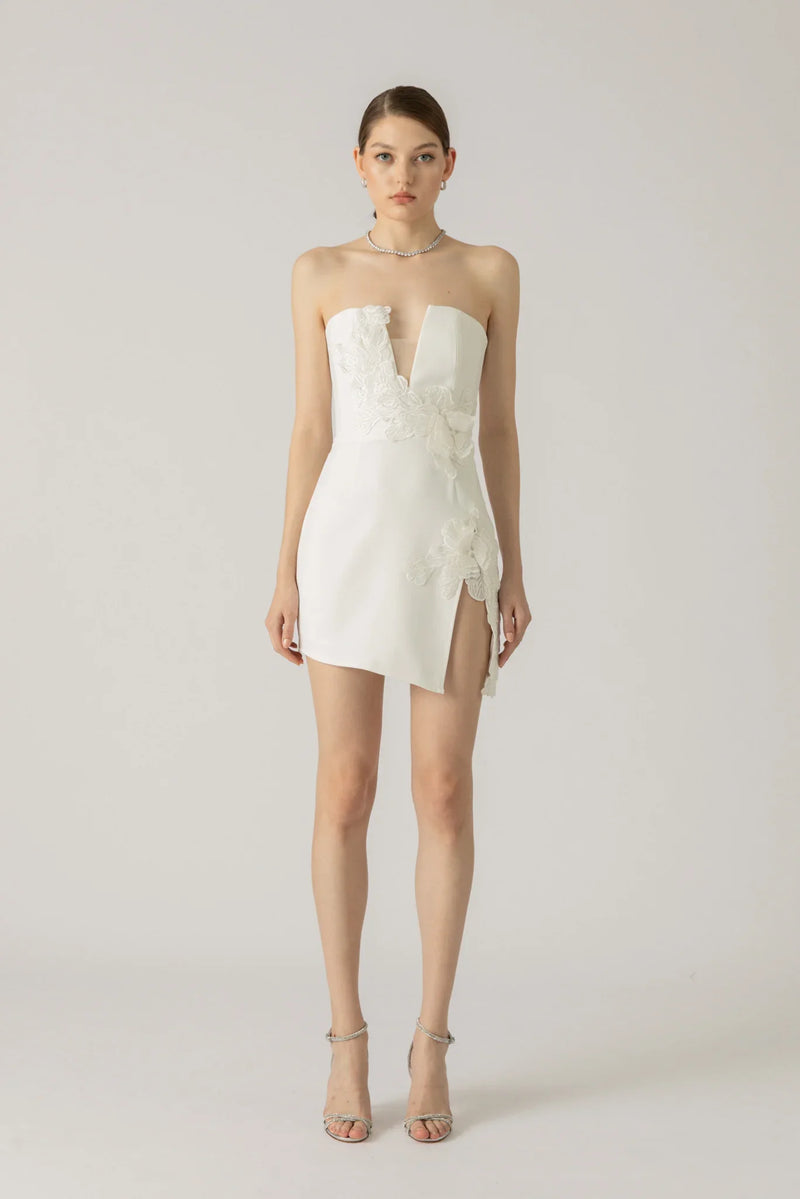 Fleur Mini Dress in White | SAU LEE Official Website